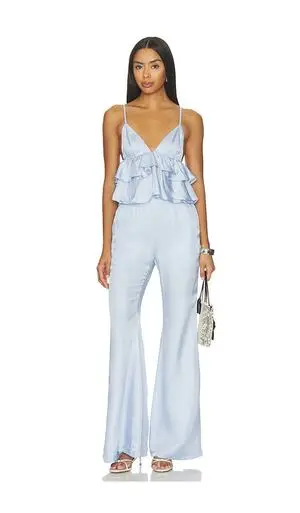 FLEUR DU MAL Luxe Twill Flare Cami In Baby Blue