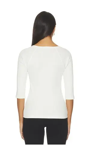 BOBI Vneck Elbow Sleeved Tee In White