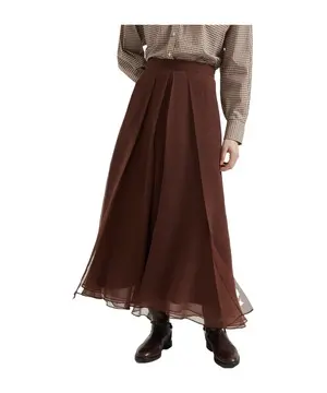Brunello Cucinelli Silk Maxi Skirt - Brown