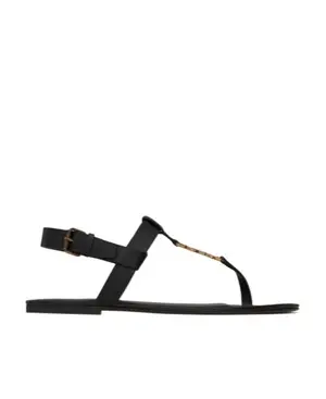 Saint Laurent Cassandra Logo Plaque Sandals - Black