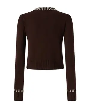 Pinko Embellished Neck Knitted Cardigan
