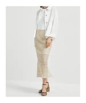 Brunello Cucinelli Perforated Midi Skirt