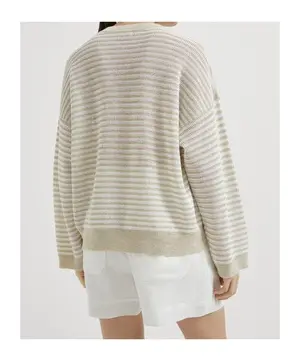 Brunello Cucinelli Striped Crew Neck Sweater