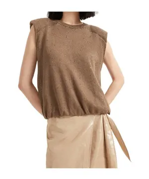 Brunello Cucinelli Sequin-embellished Knitted Top
