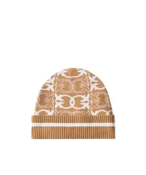 Pinko Logo Intarsia Knitted Beanie - Nude