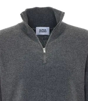 Alpha Studio Long-sleeve Zip-up Cardigan