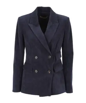 D.exterior Double-breasted Jacket With Patch Pockets