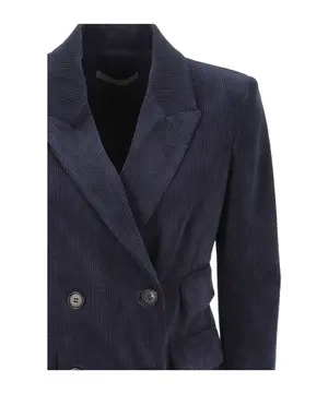 D.exterior Double-breasted Jacket With Patch Pockets