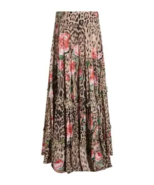 Roberto Cavalli Tiered Animal-print Skirt