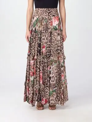 Roberto Cavalli Tiered Animal-print Skirt