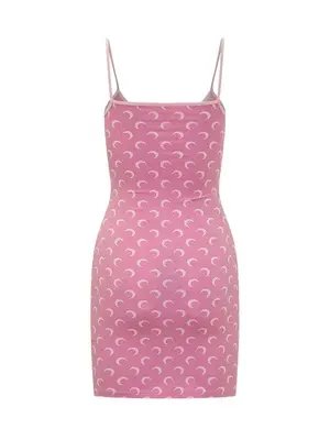 MARINE SERRE Moon Printed Jersey Straps Mini Dress