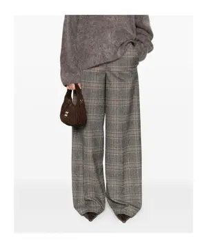 Pinko Checked Wide-leg Trousers