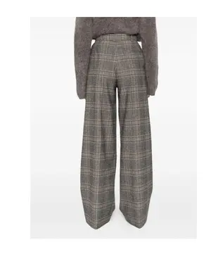 Pinko Checked Wide-leg Trousers