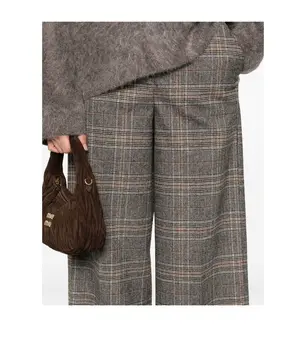 Pinko Checked Wide-leg Trousers