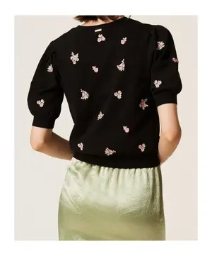 TWINSET Floral Embroidered Knit Top