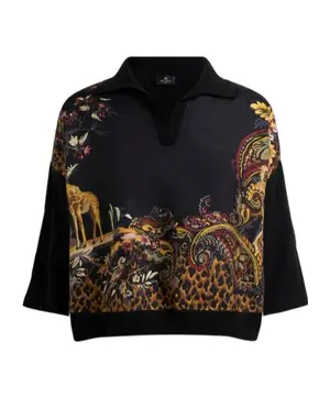 Etro Placed Animal And Paisley Print Knitted Top - Black