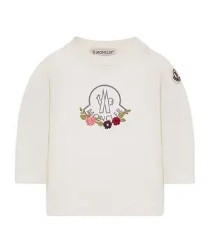 Moncler Floral Long Sleeve Cotton Blend T-shirt