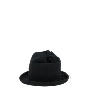Yohji Yamamoto Ruffled-trim Fedora Hat - Black