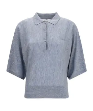 LISA YANG Norie Polo Knitted Top - Grey
