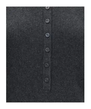 LISA YANG Airi Ribbed Henley Knitted Sweater - Black