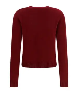 LISA YANG Mable Ribbed Trim Knitted Sweater - Red