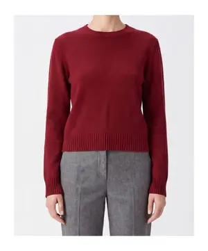 LISA YANG Mable Ribbed Trim Knitted Sweater - Red