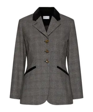Marella Slim-fit Stretch Twill Blazer With Velvet Trim