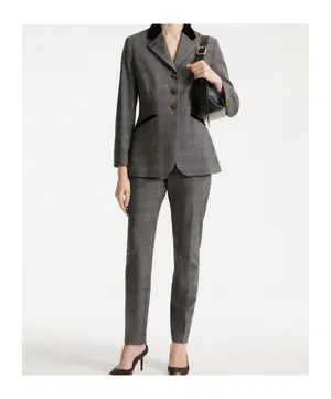 Marella Slim-fit Stretch Twill Blazer With Velvet Trim