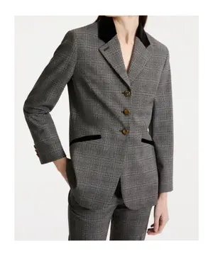 Marella Slim-fit Stretch Twill Blazer With Velvet Trim