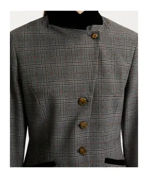 Marella Slim-fit Stretch Twill Blazer With Velvet Trim