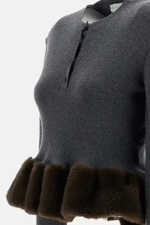 Stella McCartney Fff Trim Peplum Knitted Sweater - No