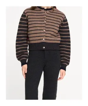 BARRIE Stripe-pattern Chunky-knit Cardigan - No