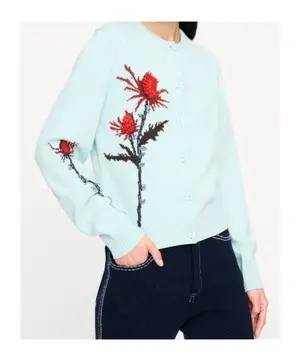 BARRIE Thistle-motif Cashmere Cardigan