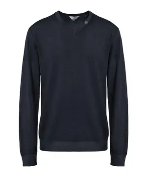 Malo V-neck Long Sleeve Sweater With Ribbed Trim