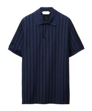 Versace Jacquard Cotton Pique Polo - Blue