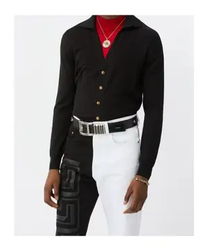Versace Cotton Knit Polo Cardigan