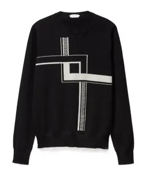 Versace Greca Incrocio Crewneck Jumper - Black