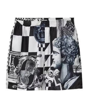 Versace Printed Silk Twill Shorts - Black