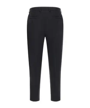 Zegna Navy Cotton And Wool Pants