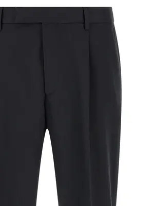 Zegna Navy Cotton And Wool Pants