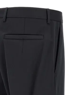 Zegna Navy Cotton And Wool Pants