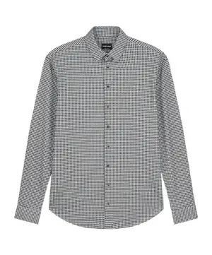Giorgio Armani Regular Fit Cotton Jersey Shirt With Geometric Flock Print - Patterned