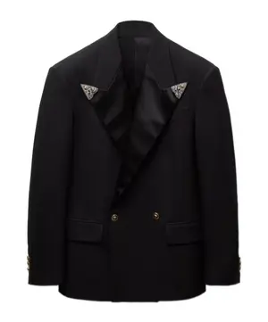 Versace Embellished Lapel Double-breasted Blazer