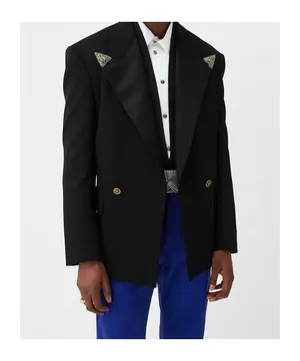 Versace Embellished Lapel Double-breasted Blazer