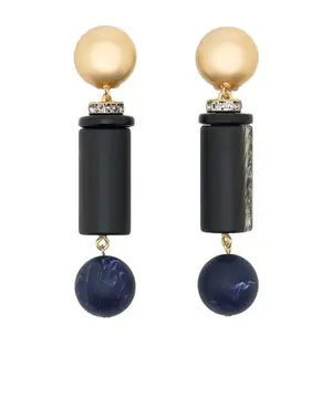 Giorgio Armani Earrings In Brass With Methacrylate And Glass - Blue