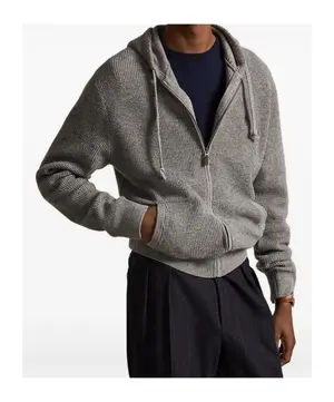 Polo Ralph Lauren Waffle Knit Full-zip Hoodie - Grey