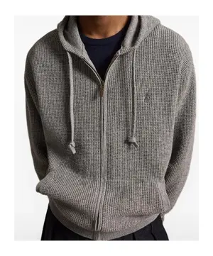 Polo Ralph Lauren Waffle Knit Full-zip Hoodie - Grey