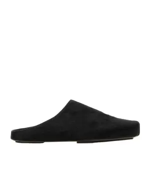 UMA WANG Calf Hair Round Toe Slippers - Black
