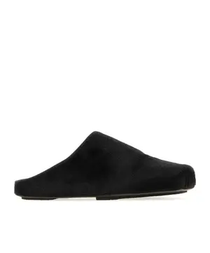UMA WANG Calf Hair Round Toe Slippers - Black