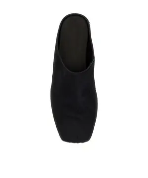 UMA WANG Calf Hair Round Toe Slippers - Black
